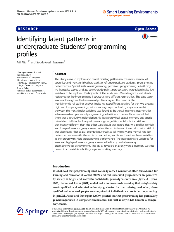 Identifying latent patterns in undergraduate Students’ programming profiles