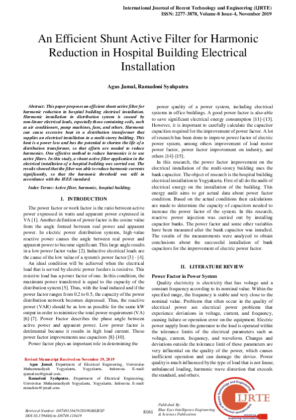 (PDF) An Efficient Shunt Active Filter for Harmonic Reduction in ...
