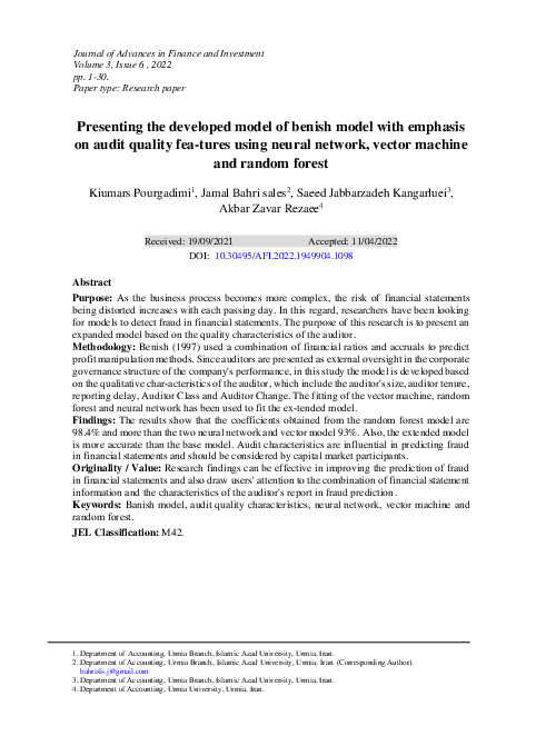 (PDF) Presenting the developed model of benish model with emphasis on ...