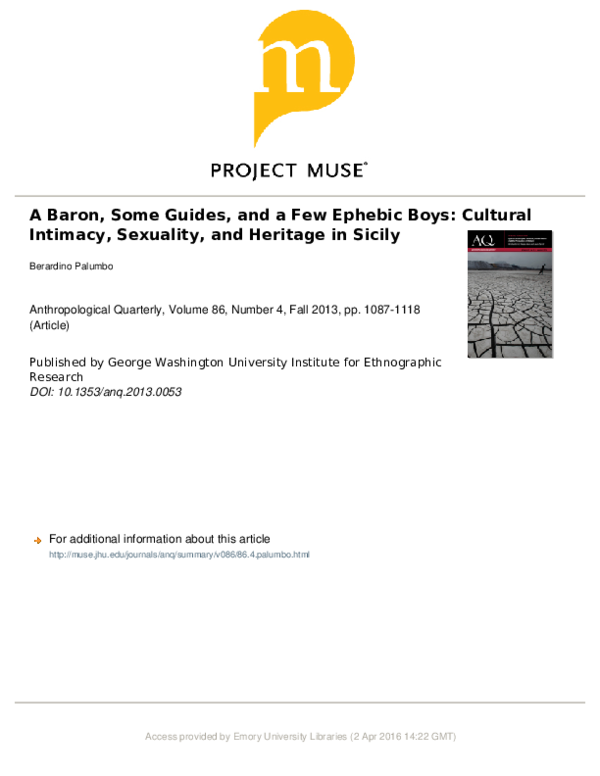 (PDF) A Baron, Some Guides, and a Few Ephebic Boys: Cultural Intimacy ...