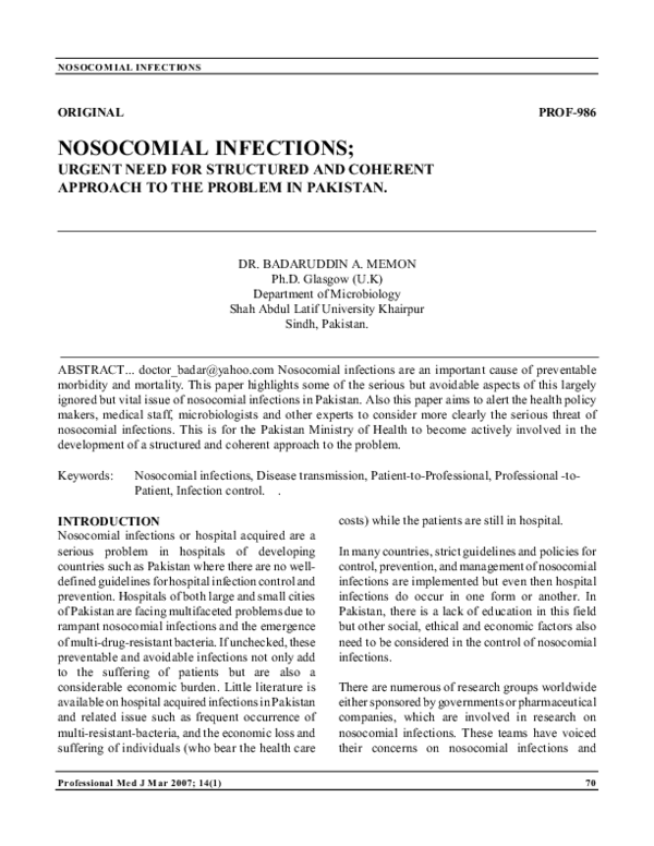 (PDF) Nosocomial Infections