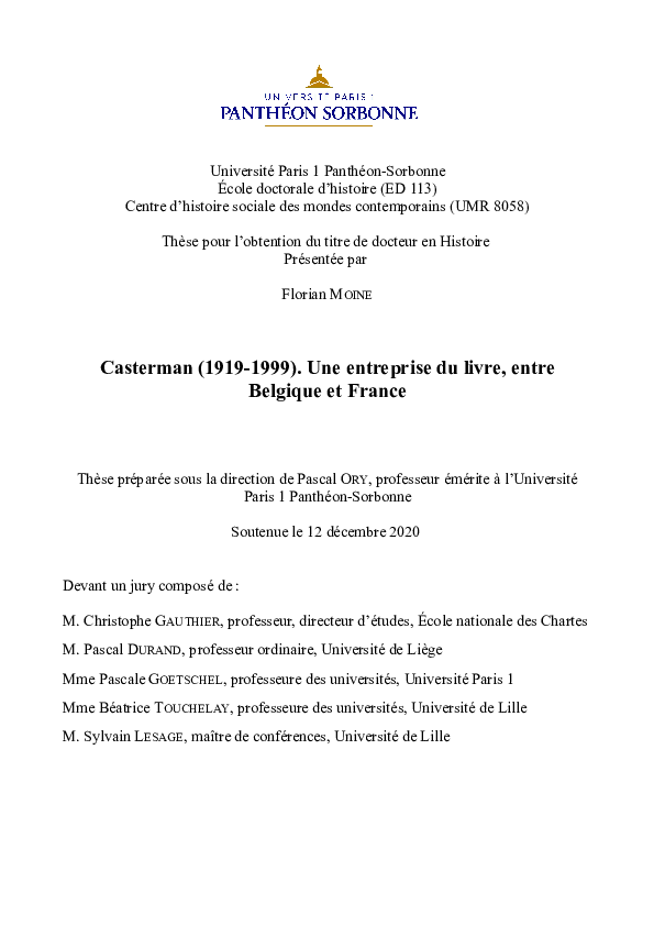 (PDF) Casterman (1919-1999) : a book company between France and Belgium