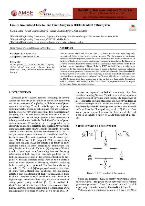(PDF) Line to Ground and Line to Line Fault Analysis in IEEE Standard 9 Bus System | Arabinda ...