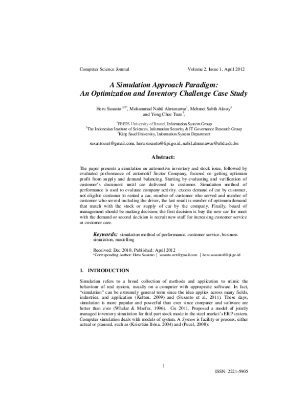 Pdf A Simulation Approach Paradigm An Optimization And Inventory