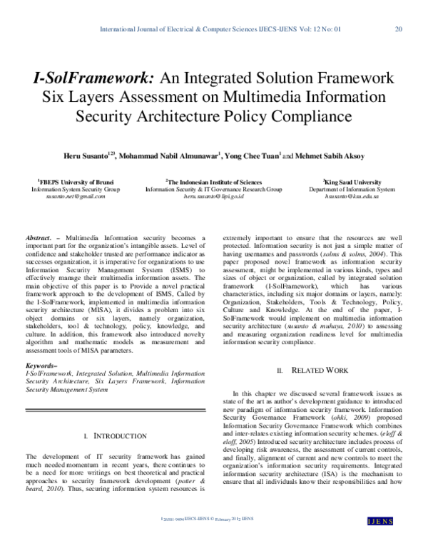 (PDF) I-Solframework: An Integrated Solution Framework Six Layers Assessment on Ultimedia ...