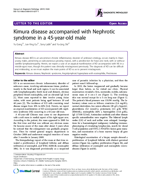 (PDF) Kimura disease accompanied with Nephrotic syndrome in a 45-year-old male