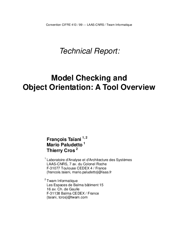 (PDF) Technical Report: Model Checking and Object Orientation: A Tool Overview