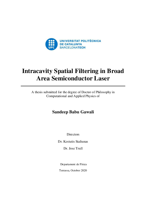 (PDF) Intracavity spatial filtering in broad area semiconductor laser | Sandeep Gawali ...