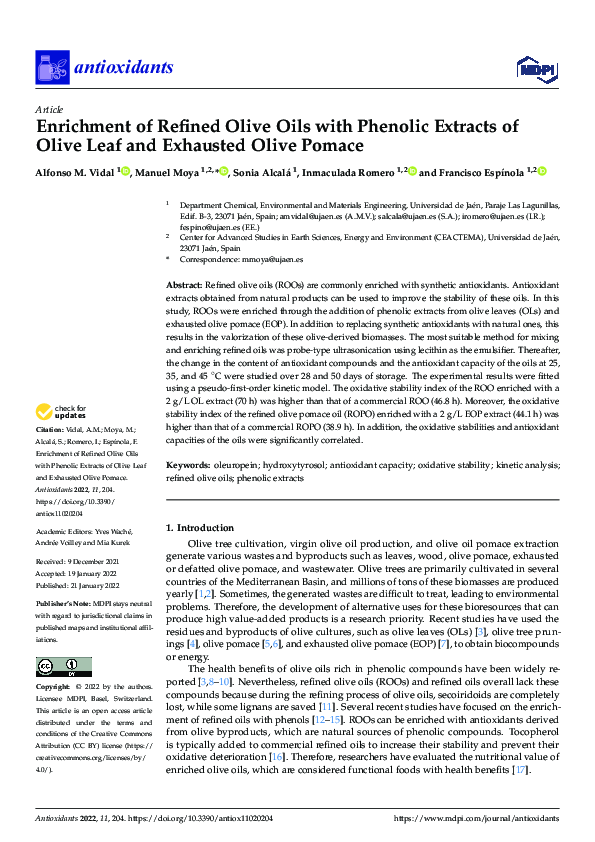 (PDF) Enrichment of Refined Olive Oils with Phenolic Extracts of Olive ...