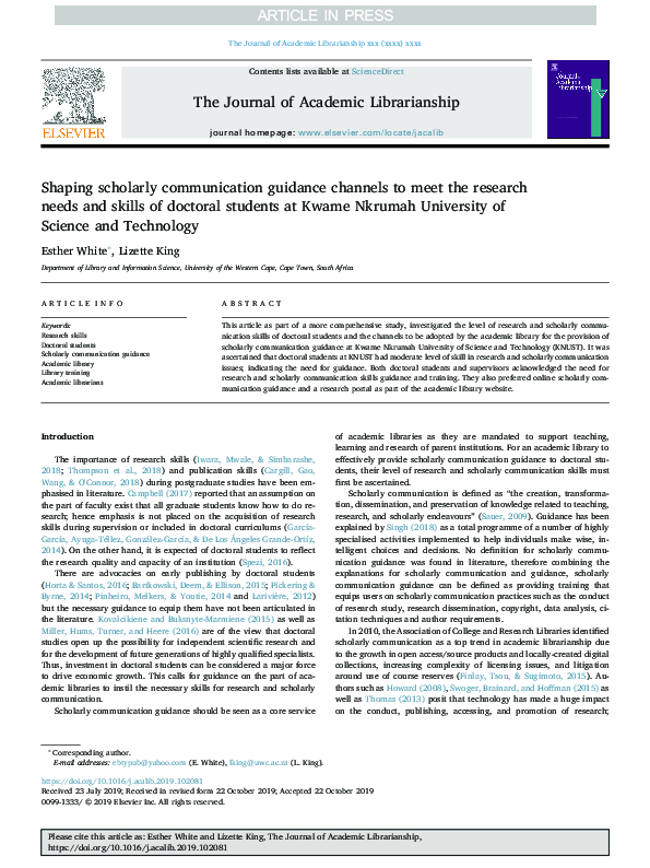 (PDF) Shaping scholarly communication guidance channels to meet the ...
