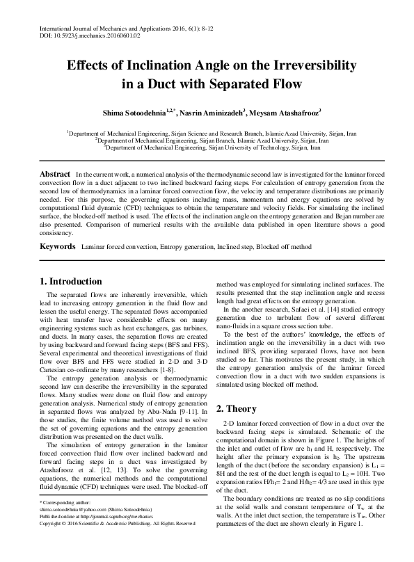 (PDF) Effects of Inclination Angle of Ribs on the Flow Behavior in Rectangular Ducts | Bengt ...