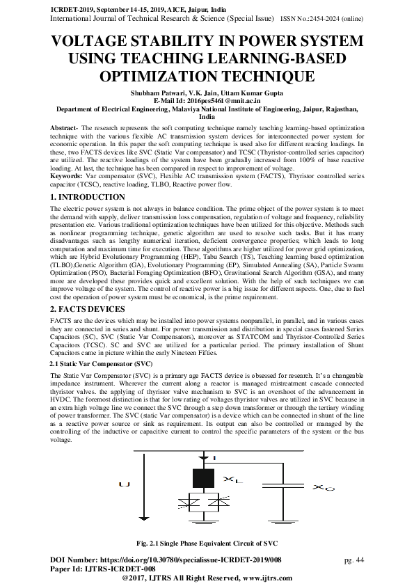 (PDF) Voltage Stability in Power System Using Teaching Learning-Based Optimization Technique