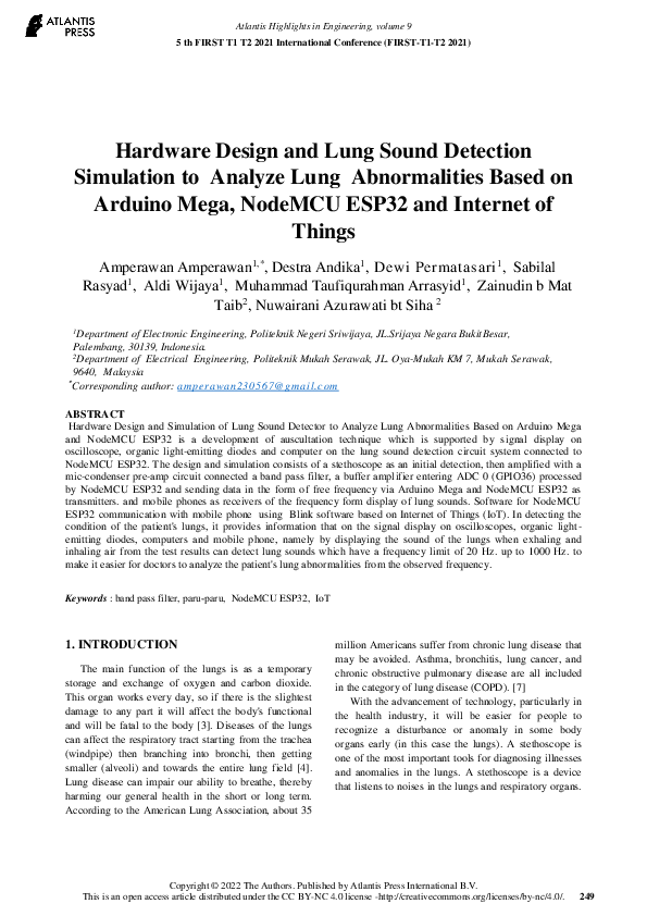 Pdf Hardware Design And Lung Sound Detection Simulation To Analyze Lung Abnormalities Based On