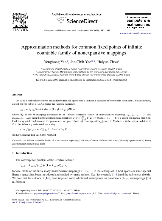 (PDF) Approximation methods for common fixed points of infinite countable family of nonexpansive ...