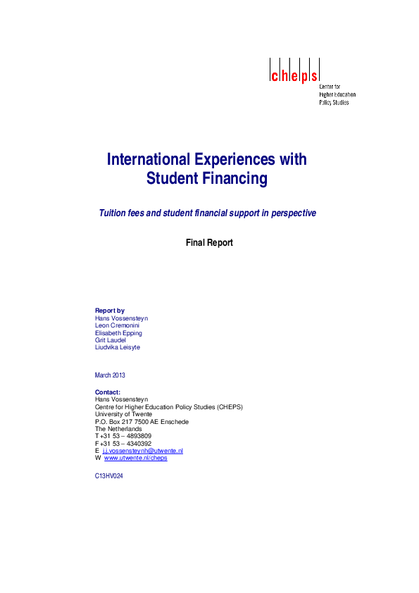 (PDF) International experiences with student financing: tuition fees ...