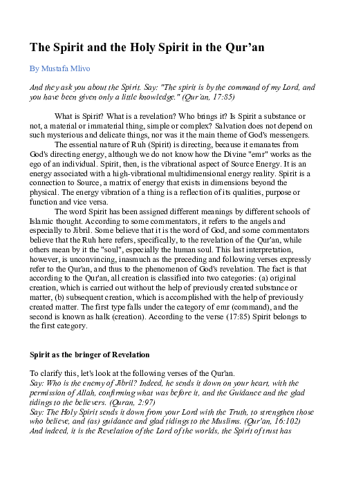 (PDF) The Spirit and the Holy Spirit in the Qur'an