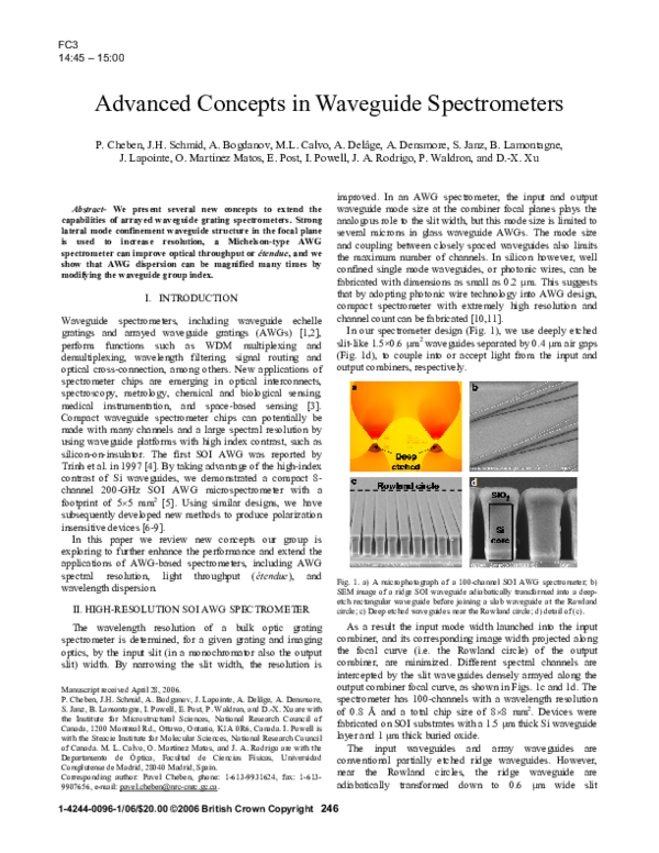 (PDF) Advanced Concepts in Waveguide Spectrometers | Maria L. Calvo ...