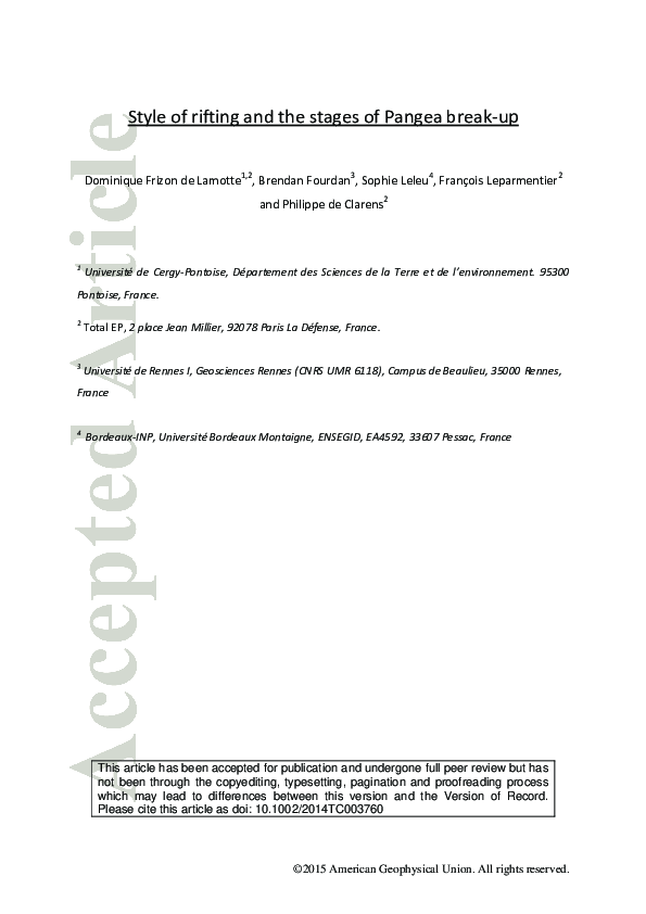 (PDF) Style of rifting and the stages of Pangea breakup