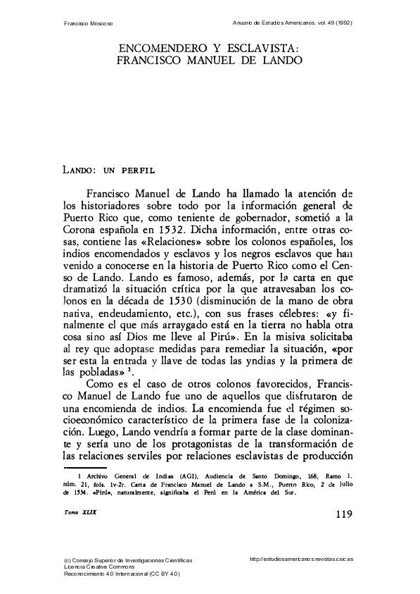 (PDF) Encomendero y esclavista: Francis­co Manuel de Lando