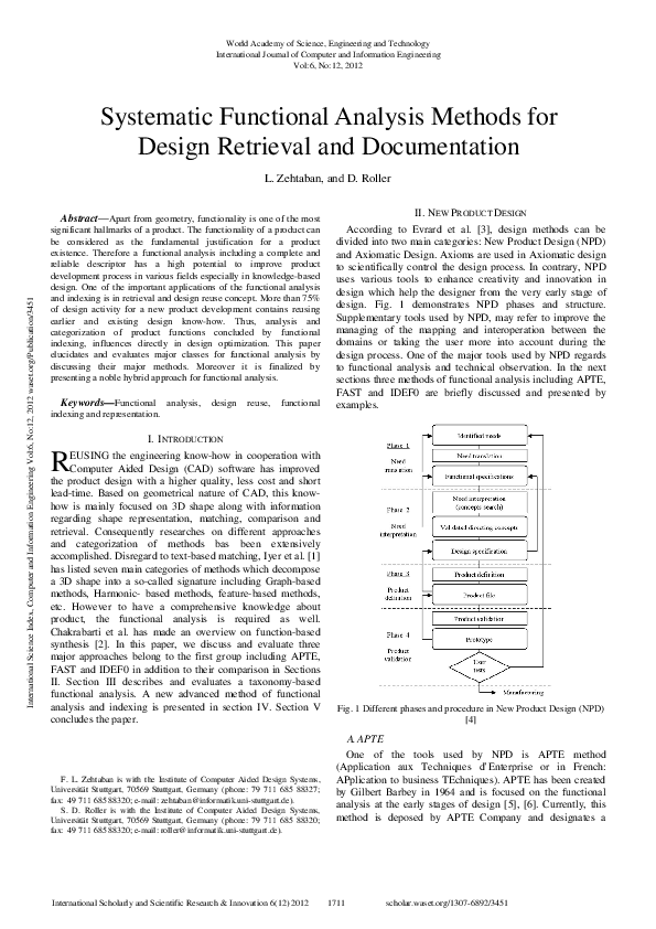 Pdf Systematic Functional Analysis Methods For Design Retrieval And Documentation Dieter