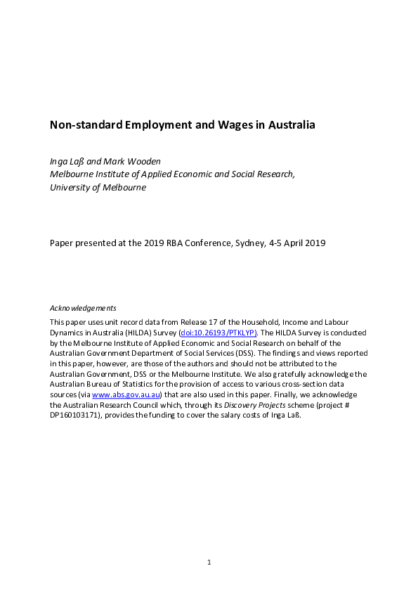 (PDF) Non-standard Employment and Wages in Australia
