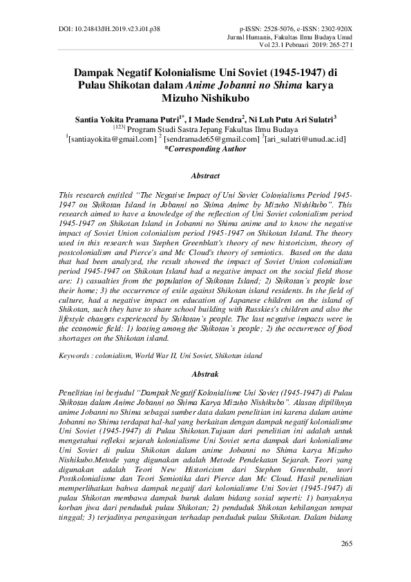 (PDF) Dampak Negatif Kolonialisme Uni Soviet (1945-1947) di Pulau ...