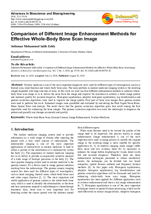 (PDF) Comparison of Different Image Enhancement Methods for Effective Whole-Body Bone Scan Image ...