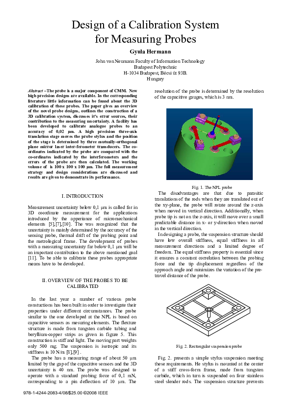(PDF) Design of a Calibration System for Measuring Probes