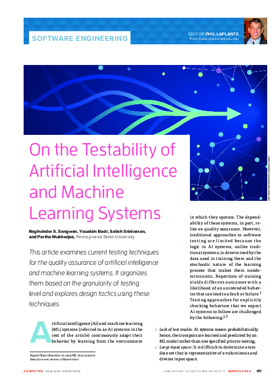 (PDF) On the Testability of Artificial Intelligence and Machine ...