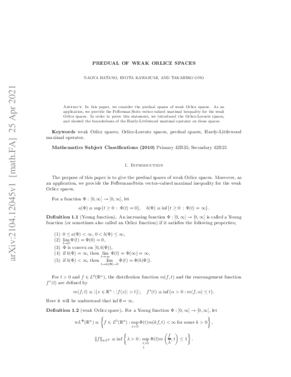 (PDF) Predual of weak Orlicz spaces