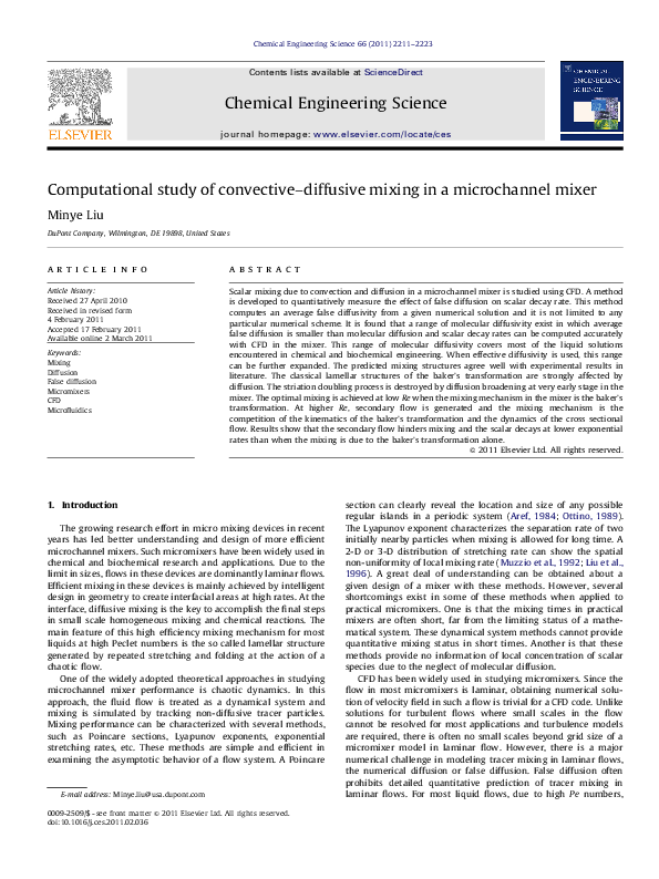 (PDF) Computational study of convective–diffusive mixing in a ...