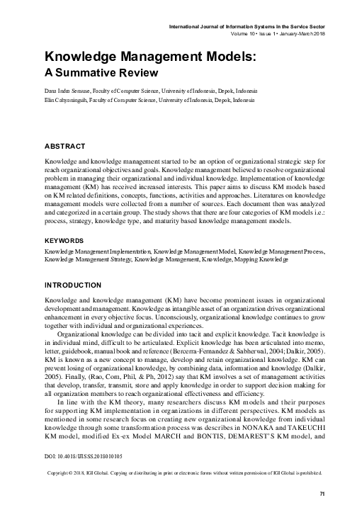 (PDF) Knowledge Management Models