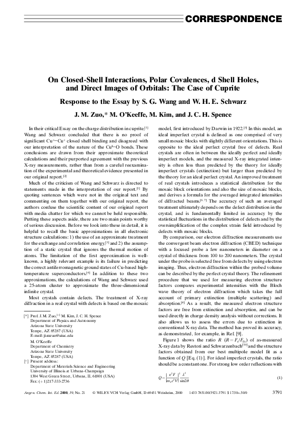 (PDF) On Closed-Shell Interactions, Polar Covalences, d Shell Holes ...