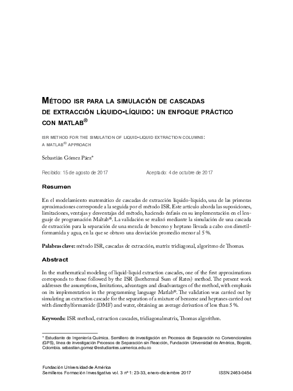 (PDF) Método ISR para la simulación de cascadas de extracción líquido ...