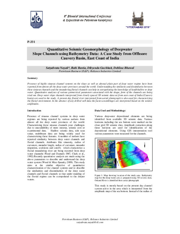 (PDF) Quantitative Seismic Geomorphology of Deepwater Slope Channels using Bathymetry Data : A ...