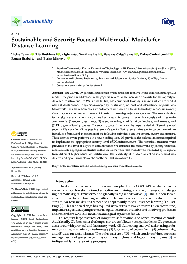 (PDF) Sustainable and Security Focused Multimodal Models for Distance Learning | Boriss Misnevs ...