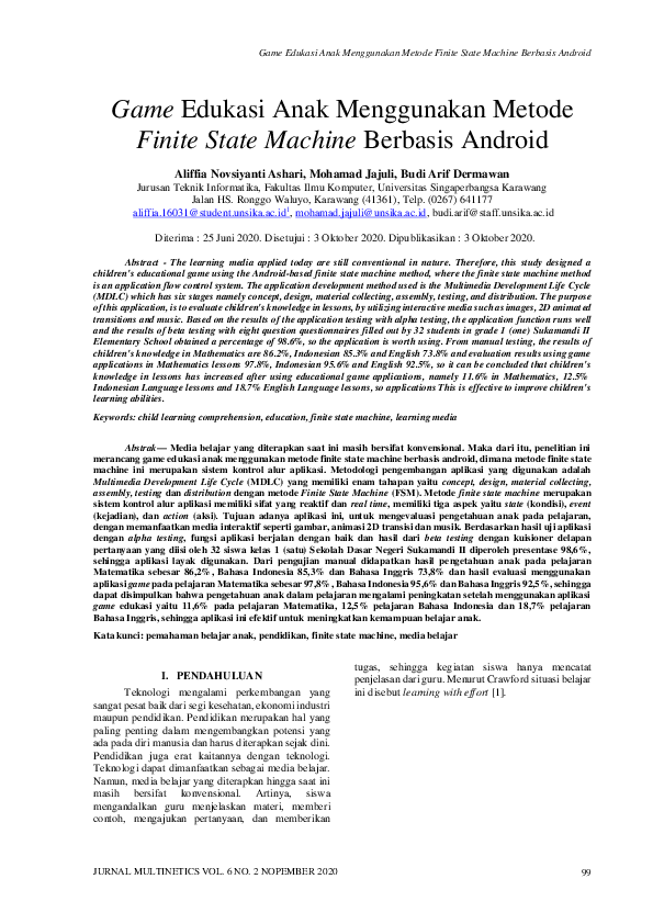 (PDF) Game Edukasi Anak Menggunakan Metode Finite State Machine Berbasis Android | MOHAMAD ...