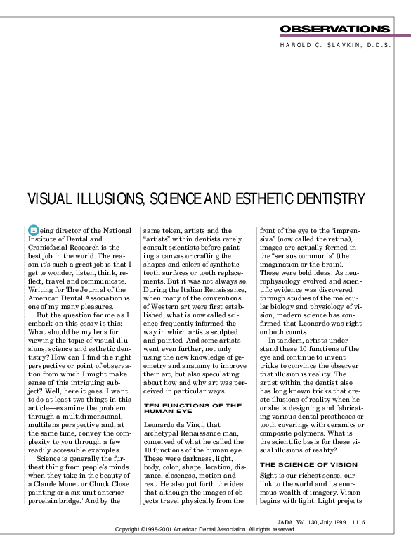 (PDF) Visual Illusions, Science and Esthetic Dentistry