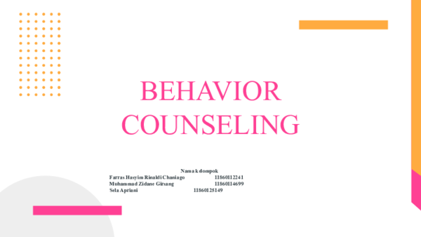 (PPT) PSIKOTERAPI DAN KONSELING(BEHAVIOR KONSELING)