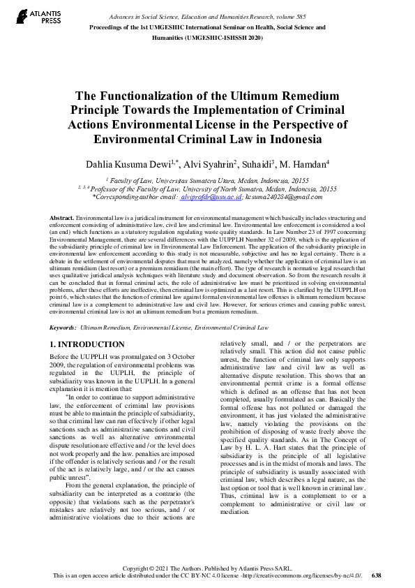 (PDF) The Functionalization of the Ultimum Remedium Principle Towards ...