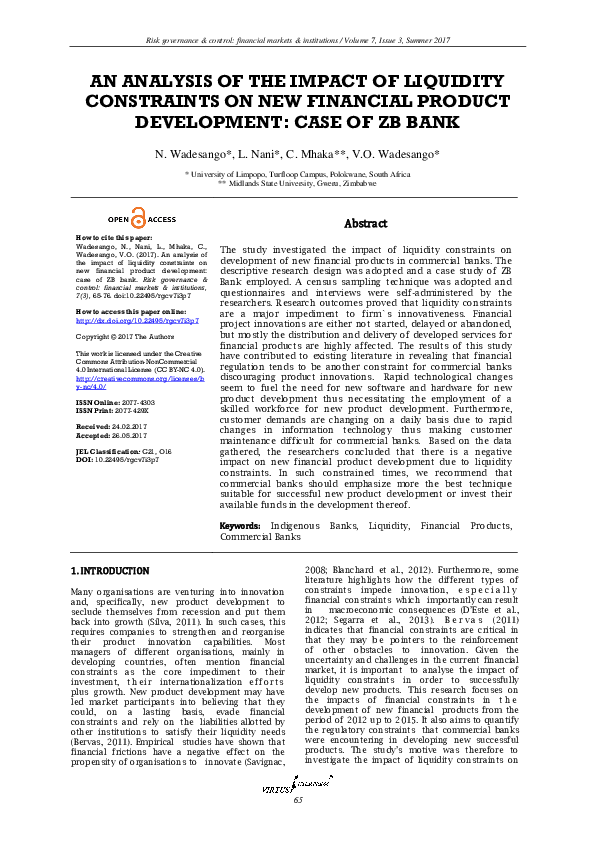 (PDF) An analysis of the impact of liquidity constraints on new ...