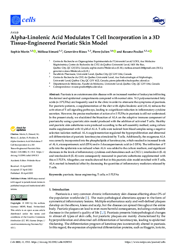 (PDF) Alpha-Linolenic Acid Modulates T Cell Incorporation in a 3D ...