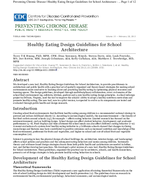 (PDF) Healthy Eating Design Guidelines for School Architecture