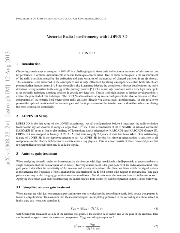 (PDF) Vectorial Radio Interferometry with LOPES 3D