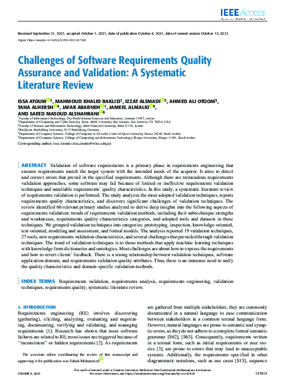 Pdf Challenges Of Software Requirements Quality Assurance And
