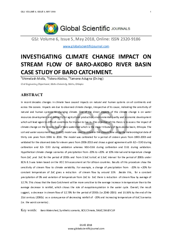 (PDF) Investigating Climate Change Impact on Stream Flow of Baro-Akobo ...