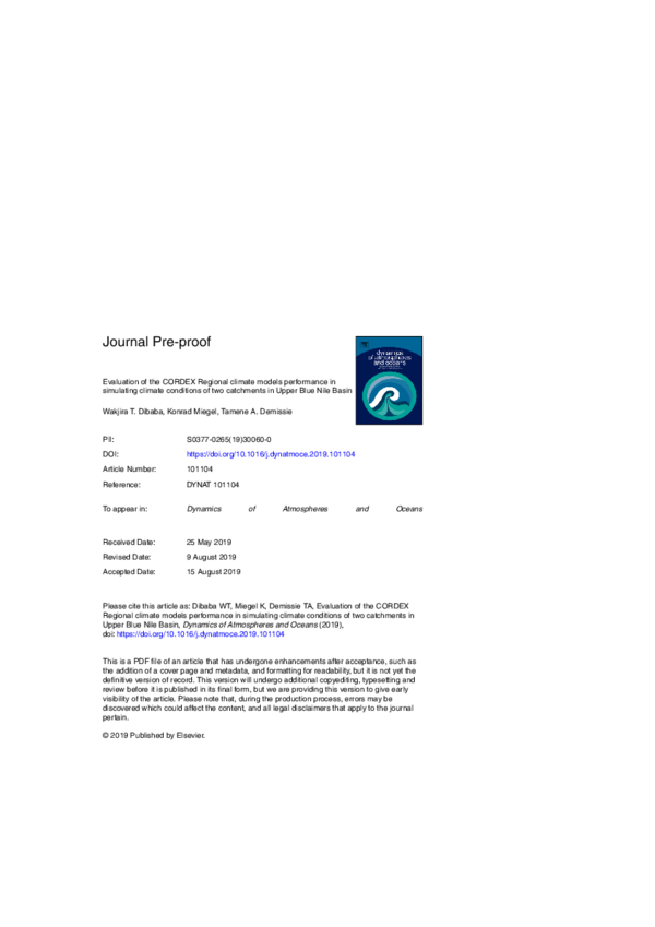 (PDF) Evaluation of the CORDEX regional climate models performance in ...