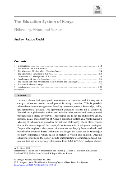 (PDF) The Education System of Kenya