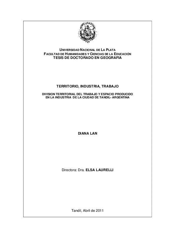 (PDF) Territorio, industria, trabajo | Diana Lan - Academia.edu