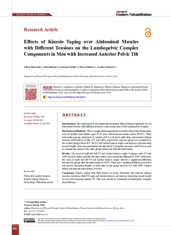 (PDF) Effects of Kinesio Taping over Abdominal Muscles with Different Tensions on the ...